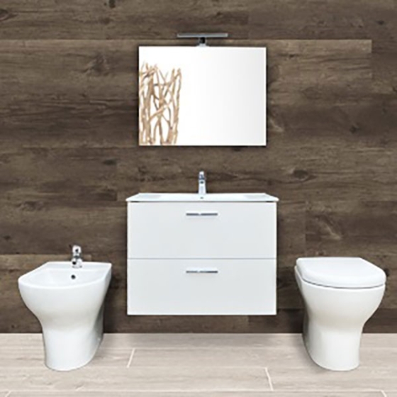Composizione Bagno Completa Mobile Bianco 80 Cm Sanitari E Rubinetteria