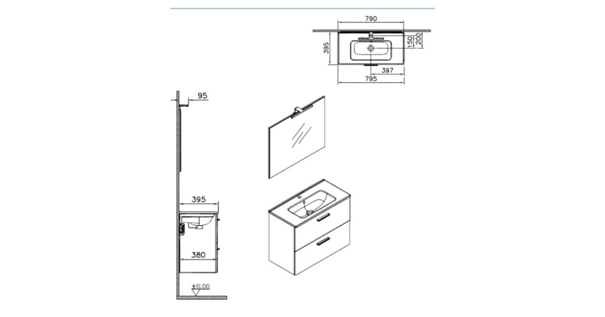 Composizione Bagno Completa Mobile Rovere 80 Cm Sanitari E Rubinetteria