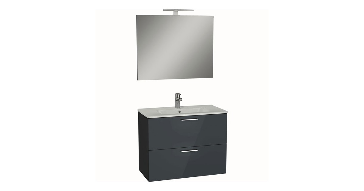 Composizione Bagno Completa Mobile Antracite 80 Cm Sanitari E Rubinetteria