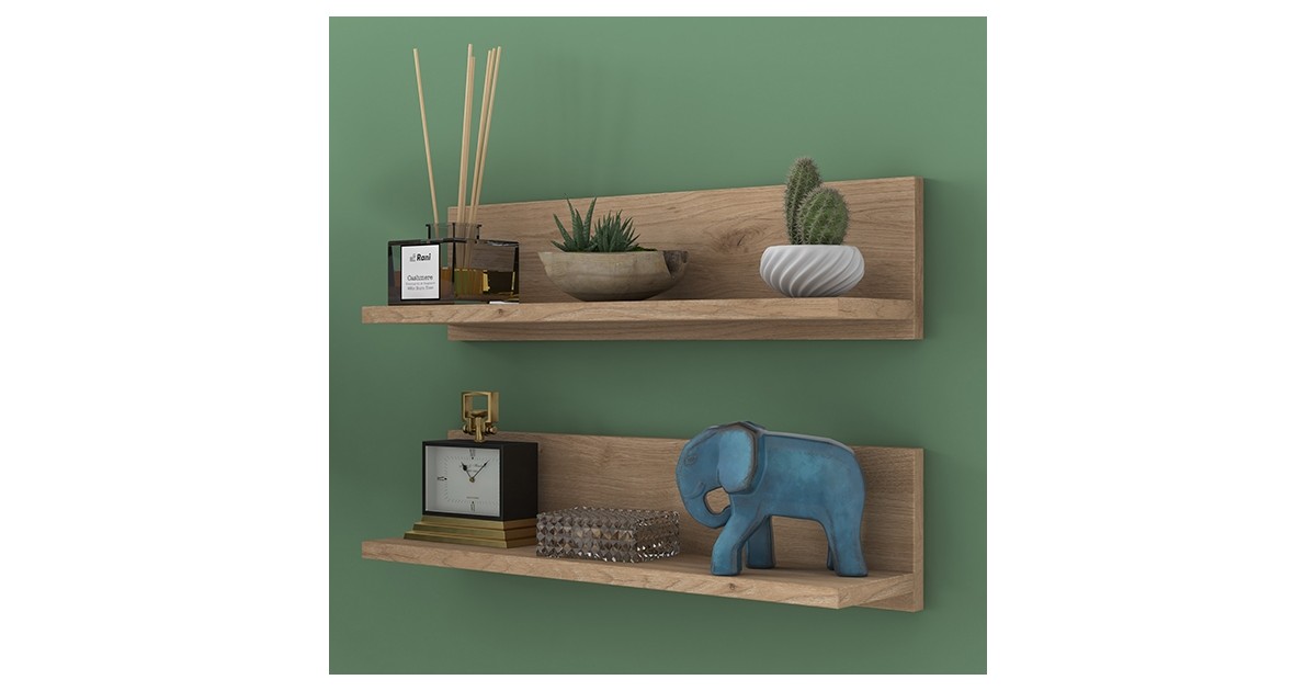 Set 2 Mensole A Parete 60 Cm Effetto Legno Delia