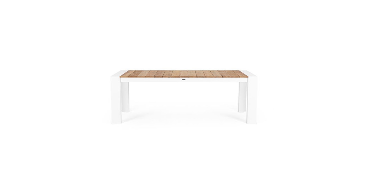 Tavolo In Alluminio E Teak Allungabile 100x228/294 Cm Cameron Bianco ...