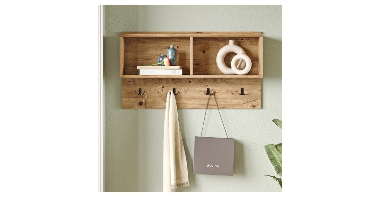 Appendiabiti Con Mensole 92x19x51H Effetto Legno Rovere Atlantic