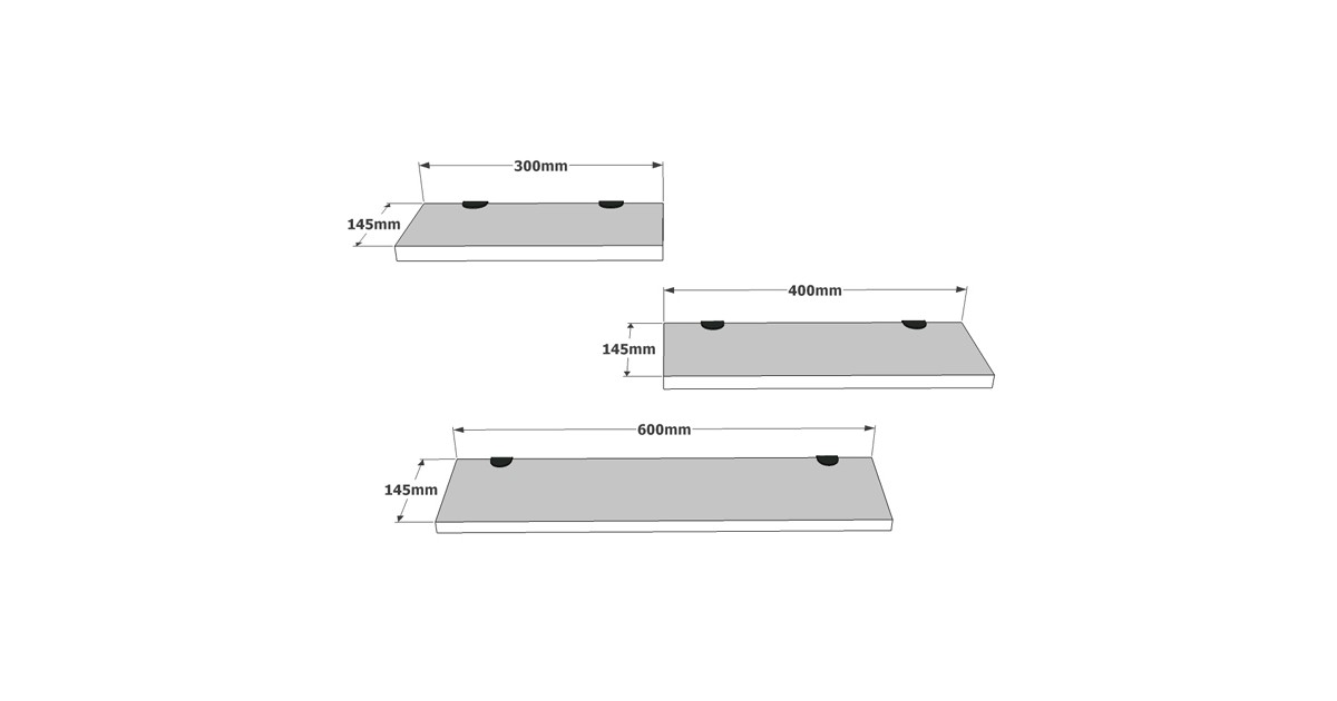 Set 3 Mensole A Parete Bianche Spessore 18 mm Flying