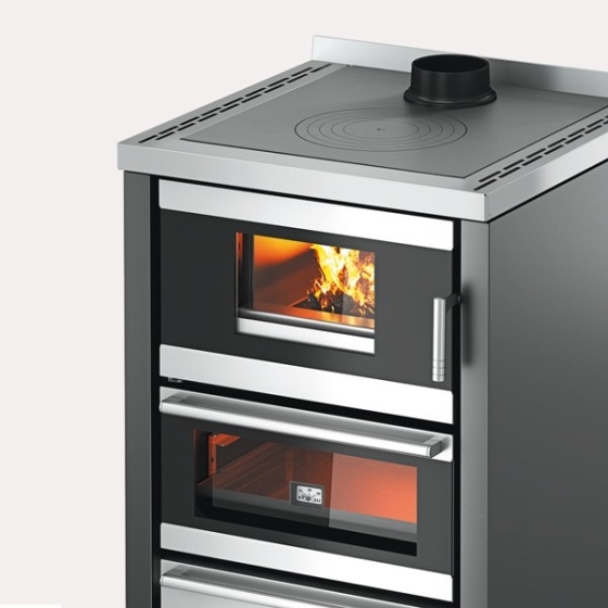 Cucina A Legna Da Incasso Ventilata 6,2 kW Kook 60 Cadel Antracite