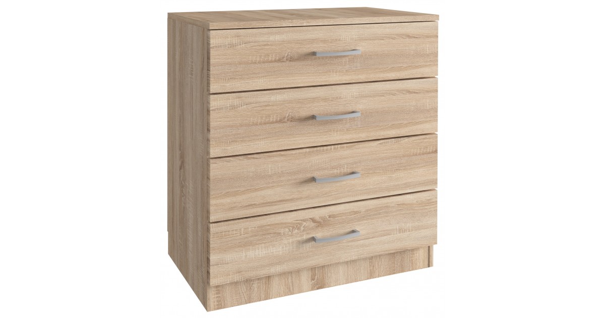 Kit Cassettiera Moderna 4 Cassetti 72x40x72 Cm Rovere