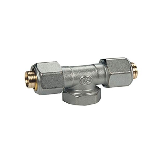 Raccordo a tee a stringere femmina di Giacomini per multistrato