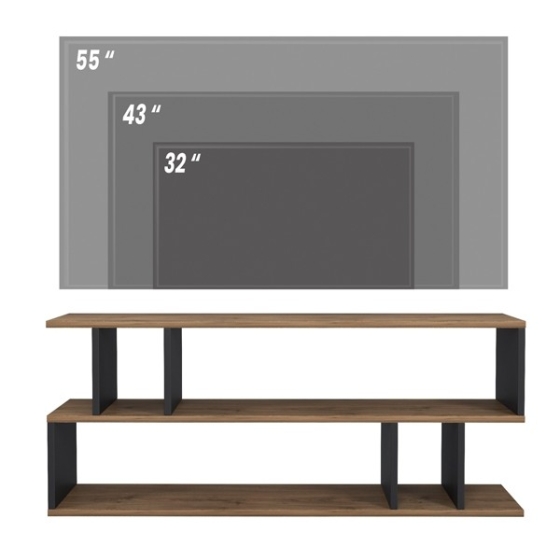 Mobile Porta TV Da Terra Design Moderno 120x35x49 Nero E Noce Piramide