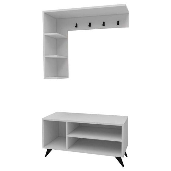 Mobile Ingresso Ad Angolo Con Appendiabiti E Scarpiera Bianco Samle