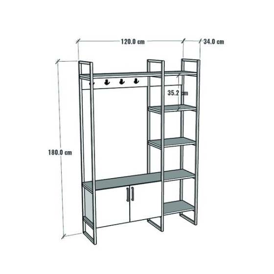 Mobile Ingresso Scarpiera Appendiabiti Ripiani Yago Antracite E Bianco
