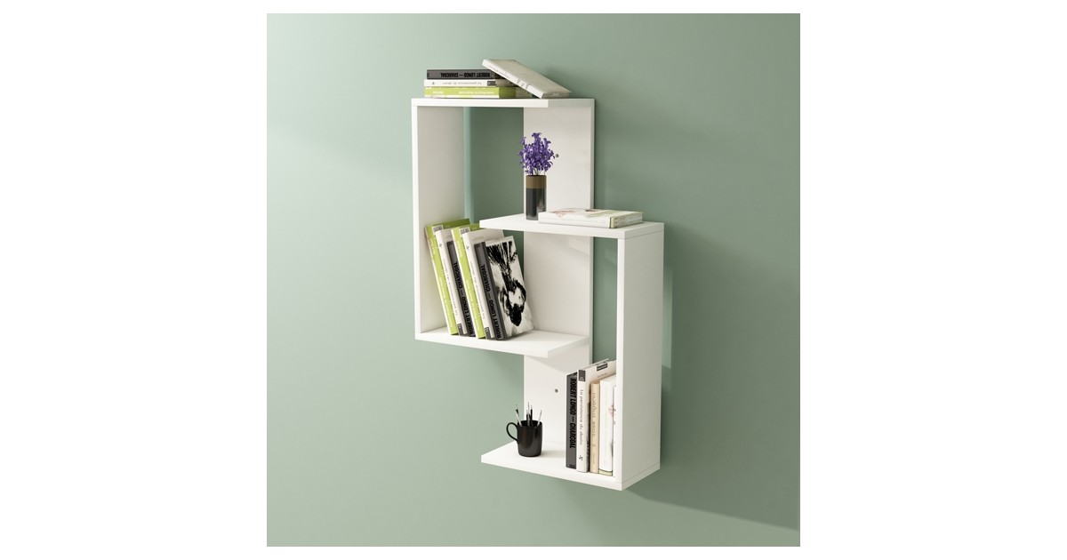 Libreria Sospesa 4 Mensole 60x20x90 Design Moderno Alain Bianca