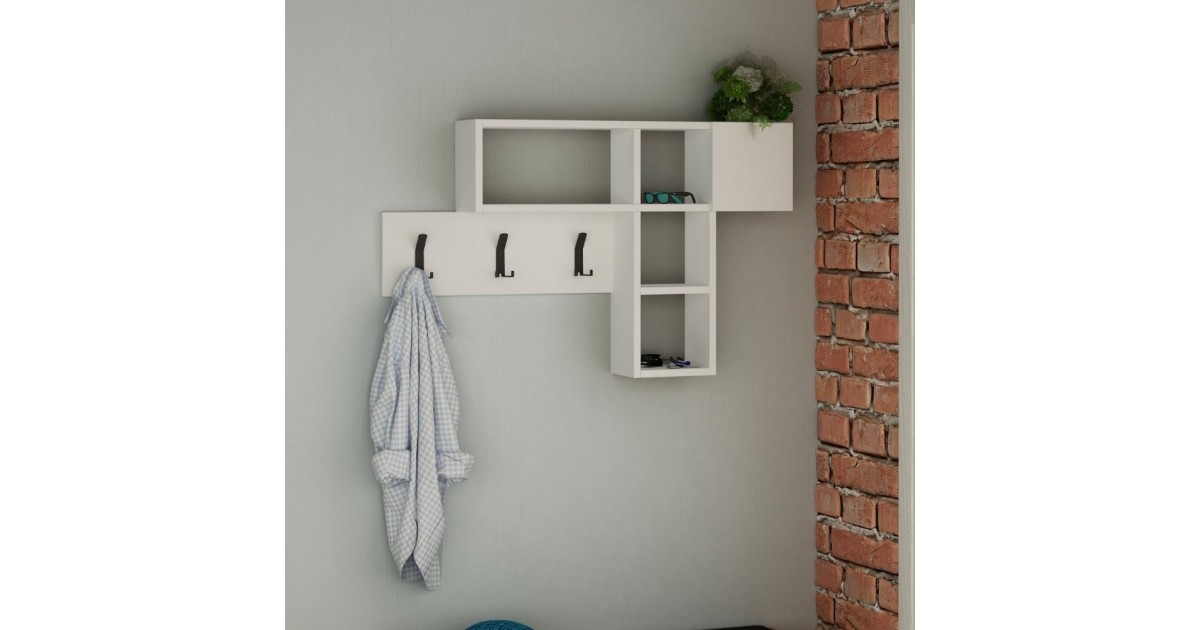 Appendiabiti da parete con vani Game bianco