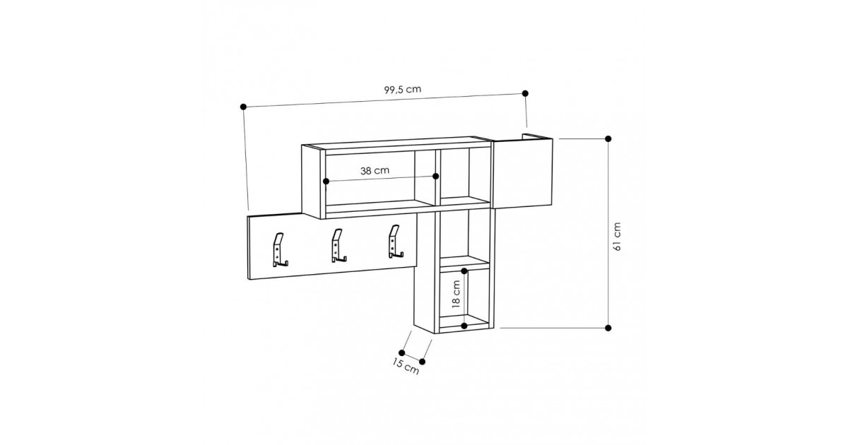 Appendiabiti da parete con vani Game bianco