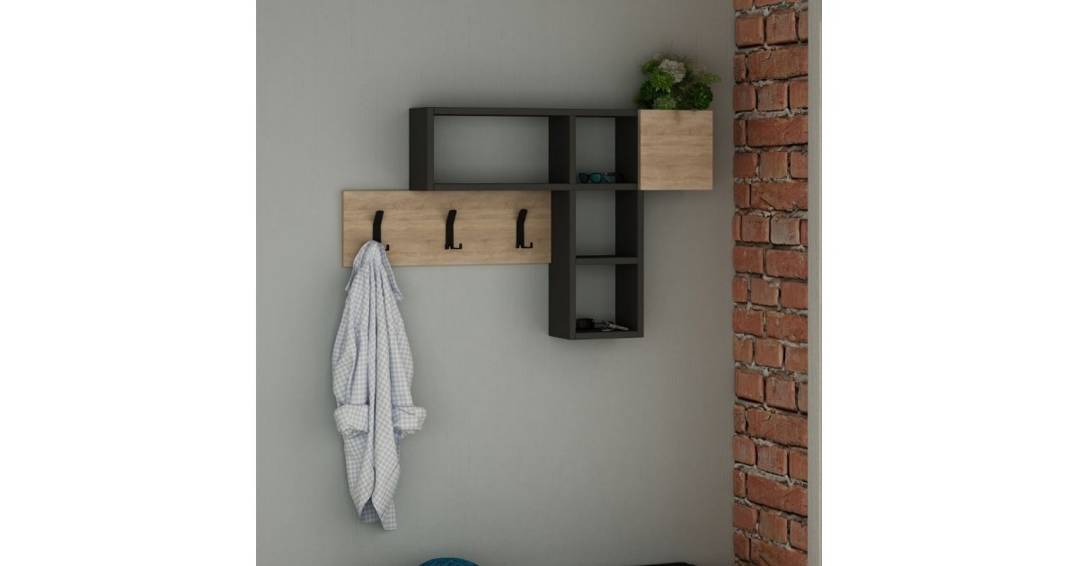 Appendiabiti da parete con vani Game rovere e antracite