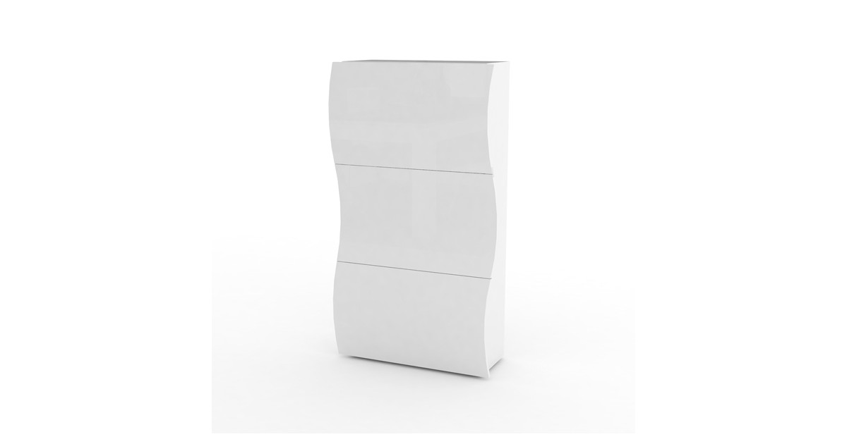 Scarpiera Onda 3 Ante Design Moderno Bianco Lucido 18 Paia Made In Italy