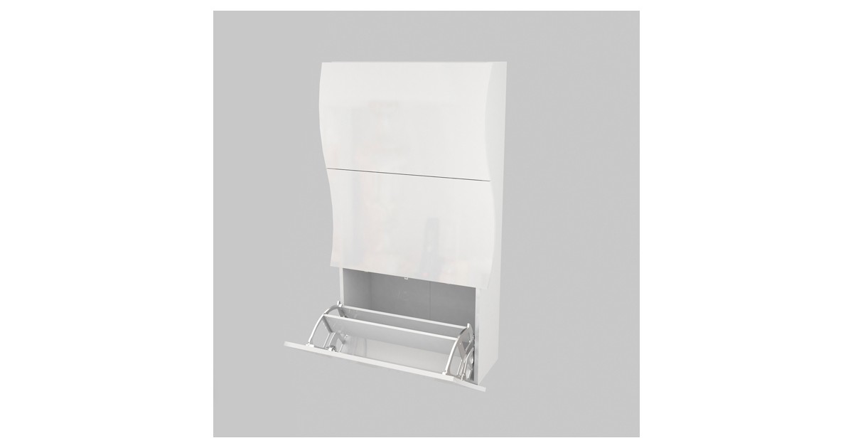 Scarpiera Onda 3 Ante Design Moderno Bianco Lucido 18 Paia Made In Italy