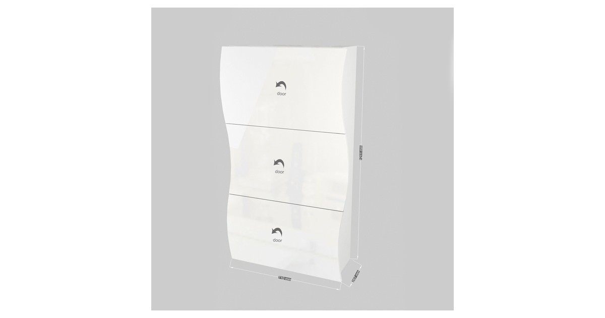 Scarpiera Onda 3 Ante Design Moderno Bianco Lucido 18 Paia Made In Italy