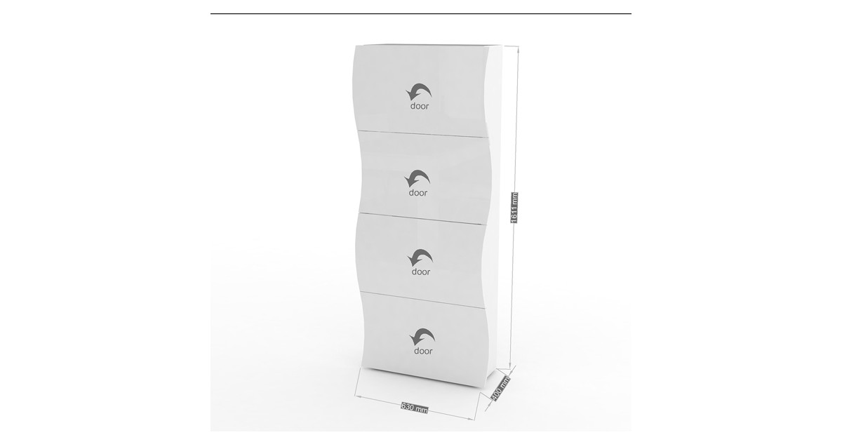 Scarpiera Onda 4 Ante Design Moderno Bianco Lucido 24 Paia Made In Italy