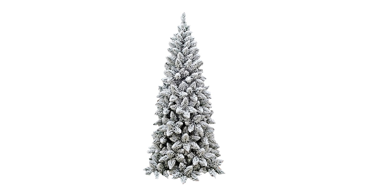 Albero di Natale abete artificiale bianco innevato 180 cm Fiocco Slim ...